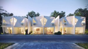 Diseño en forma de diamante en las casas prefabricadas de Ed Calma